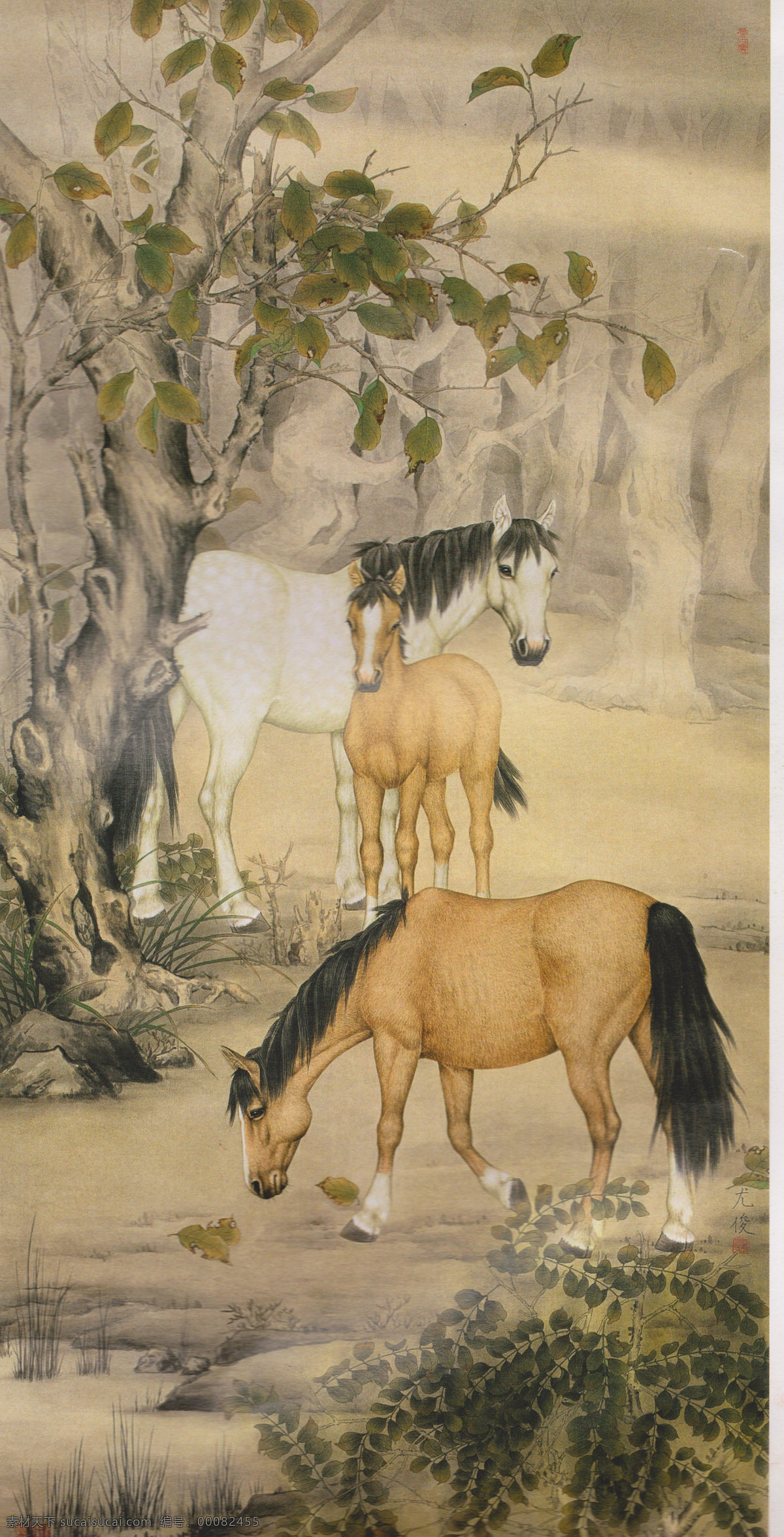 国画工笔马素材图片下载-素材编号00082455-素材天下图库
