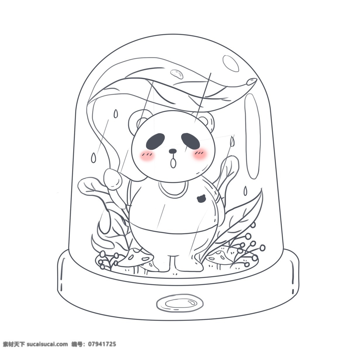 简笔画单色卡通可爱动物熊猫素材图片下载-素材编号07941725-素材天下图库