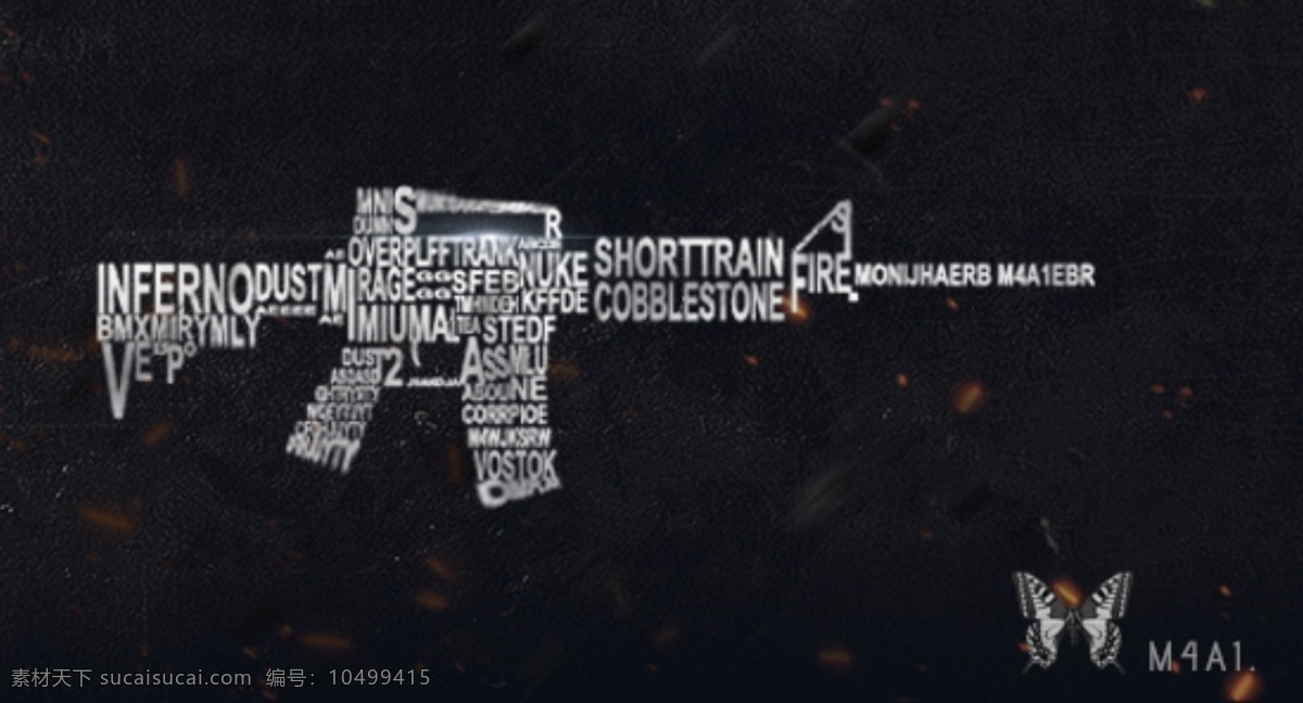 M4A1武器枪械字母云素材图片下载-素材编号10499415-素材天下图库